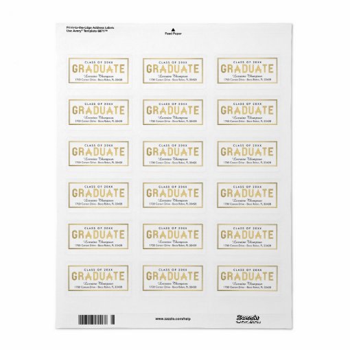 Elegant Seal Graduation Address Labels - Gold | Zazzle