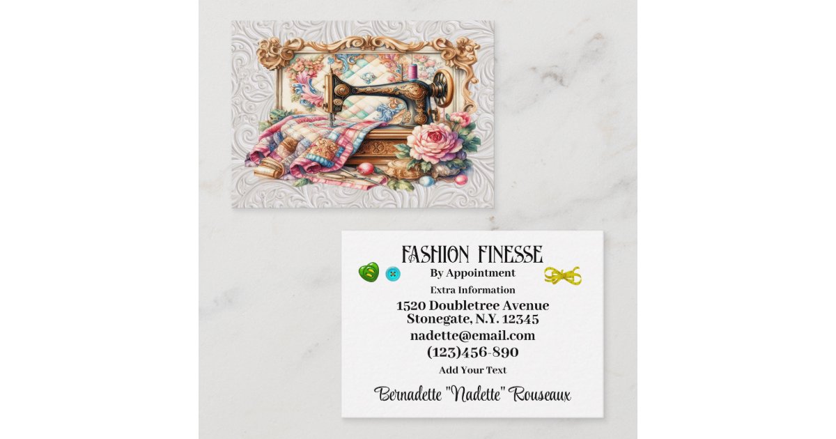 Elegant Seamstress Sewing Business Card | Zazzle