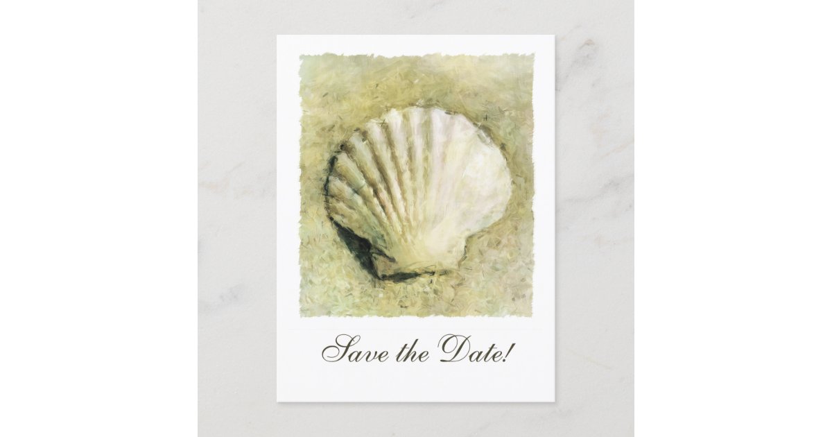 Elegant Seashell Wedding Save the Date Postcard | Zazzle