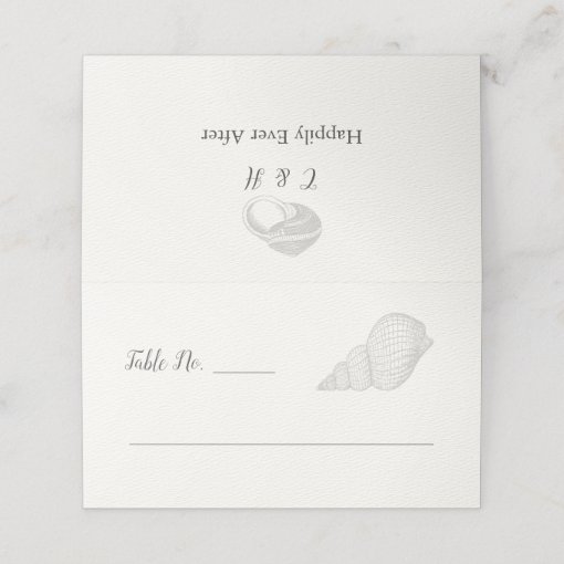 Elegant Seashells Nautical Wedding Place Card | Zazzle