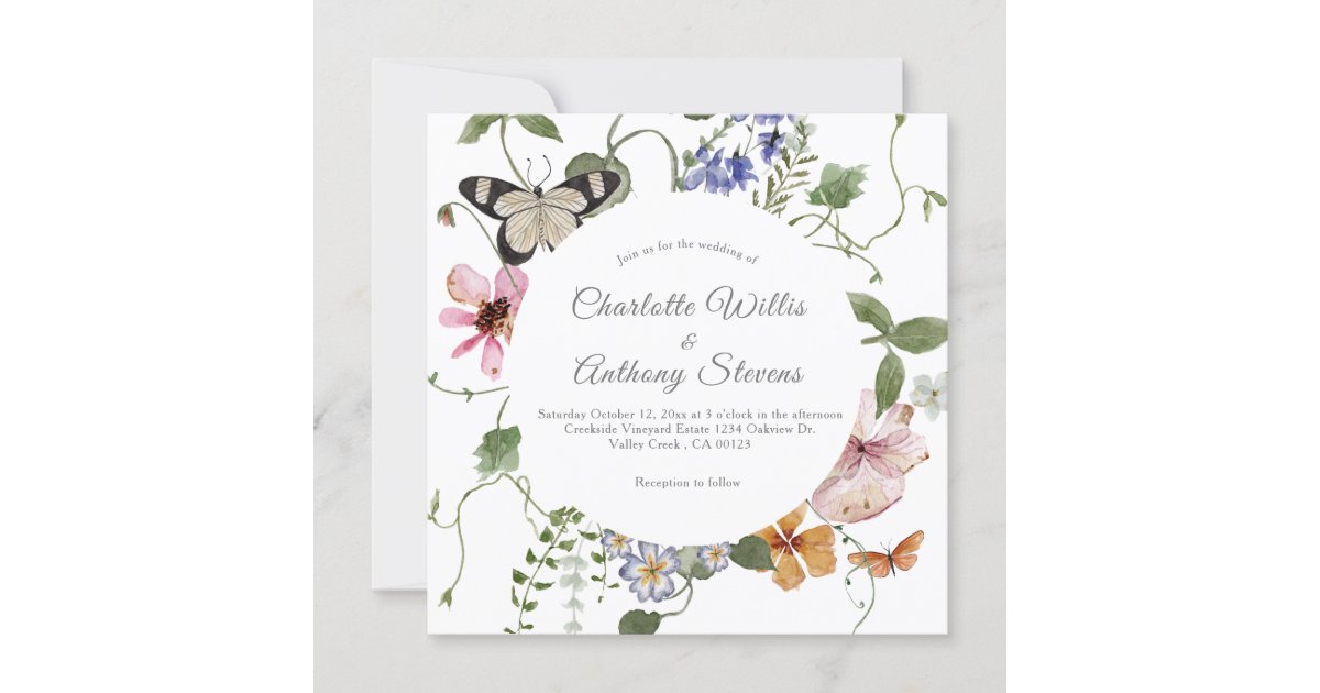Elegant Secret Garden Delicate Floral Wedding Invitation | Zazzle