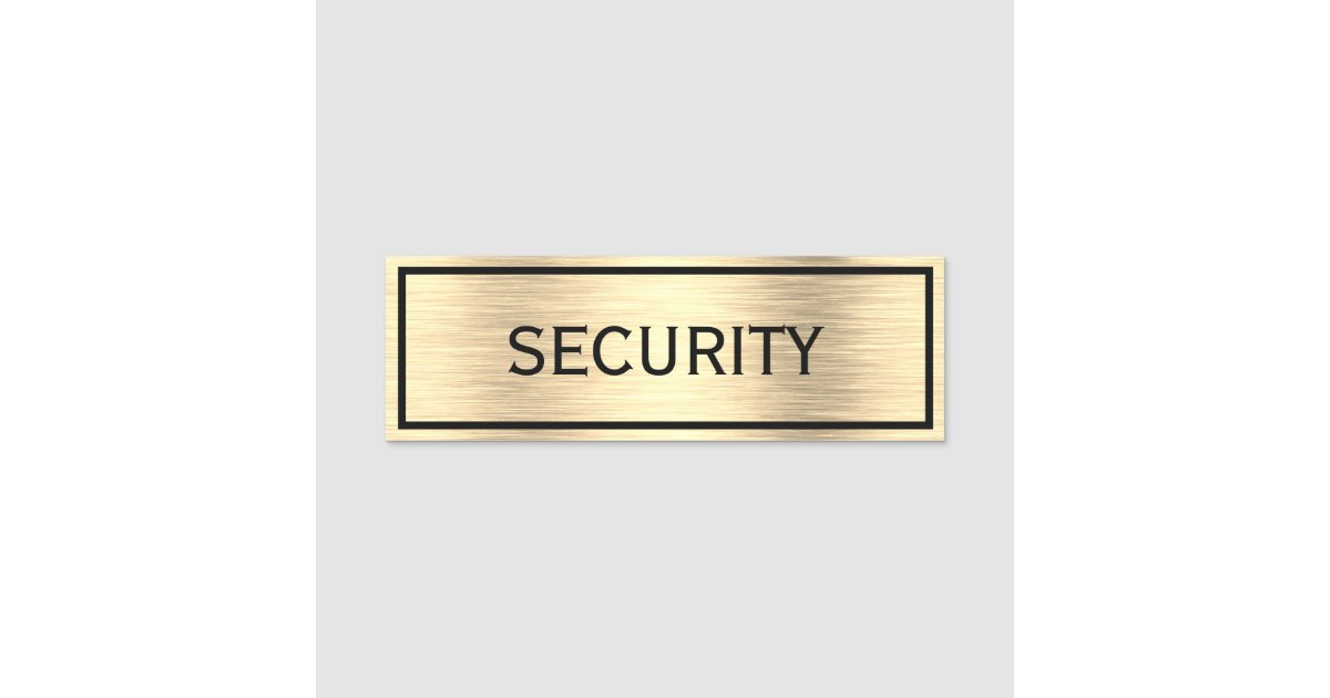Elegant Security Black And Gold Name Tag | Zazzle