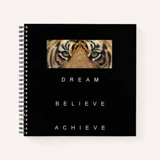 Elegant Self Improvement Quote Tiger Eyes Modern Notebook | Zazzle