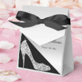 Elegant Sequin Stiletto, Silver & Black Birthday Favor Boxes | Zazzle