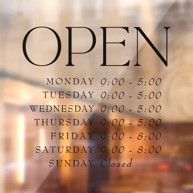 Elegant Serif Retail Open Sign Store Hours | Zazzle