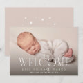 Elegant Serif Welcome Horizontal Baby Photo Birth Announcement | Zazzle