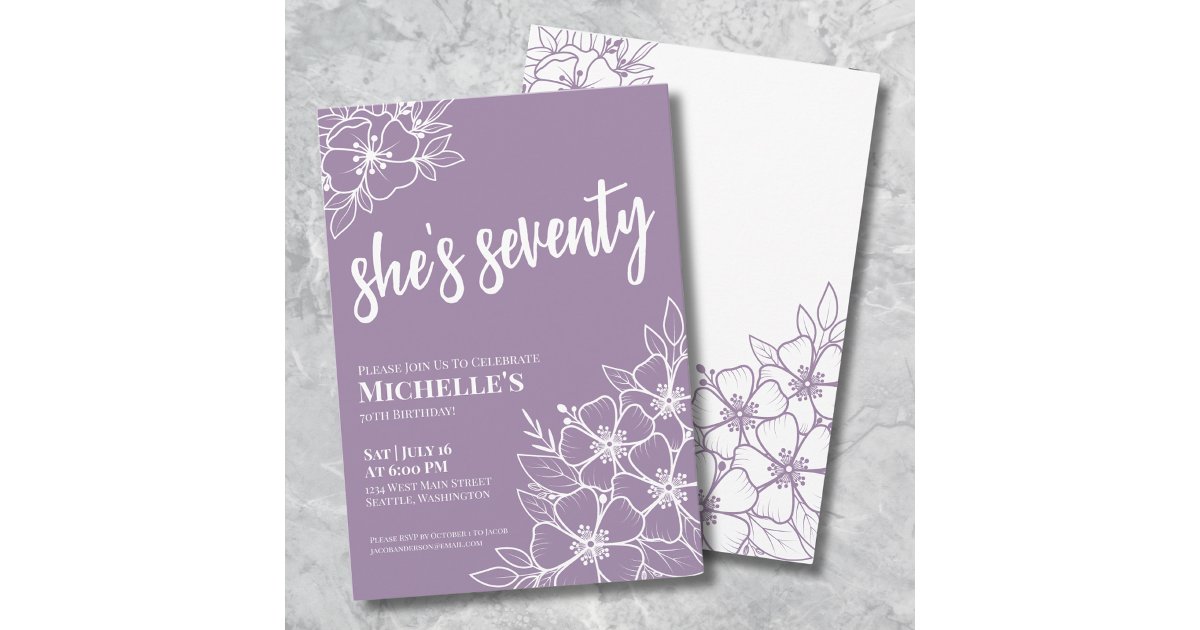 Elegant Seventy Purple 70th Birthday Party Invitation | Zazzle