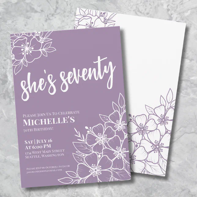 Elegant Seventy Purple 70th Birthday Party Invitation | Zazzle