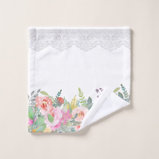 Elegant Shabby Chic Watercolor Spring Floral Bath Towel Set | Zazzle