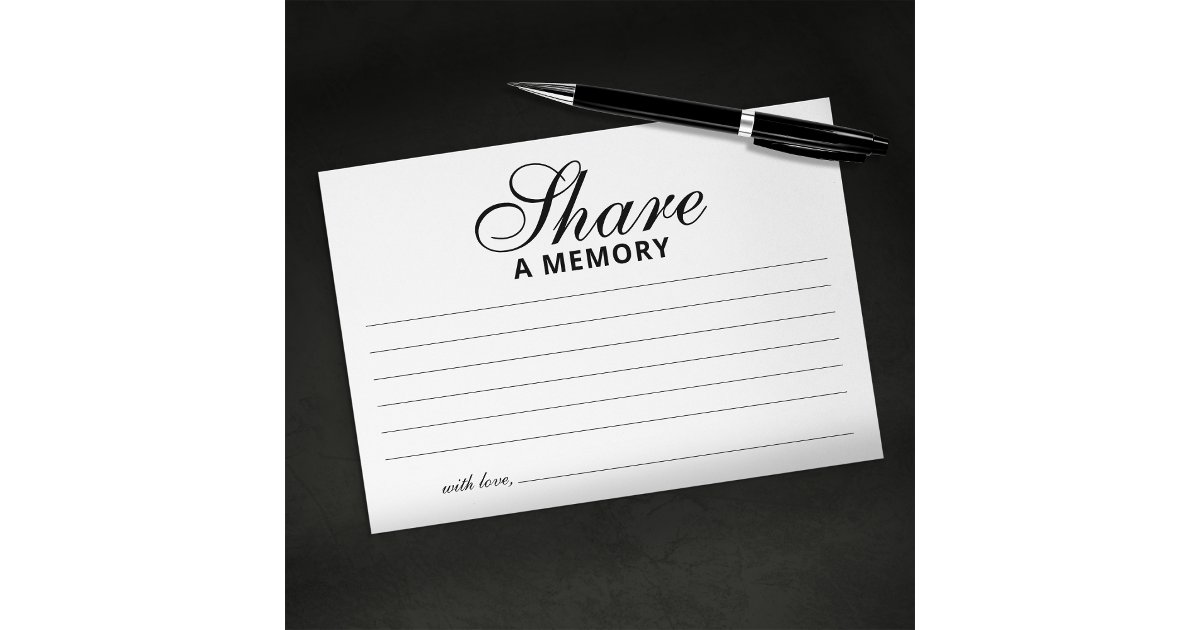 Elegant Share a Memory Funeral Enclosure Card | Zazzle