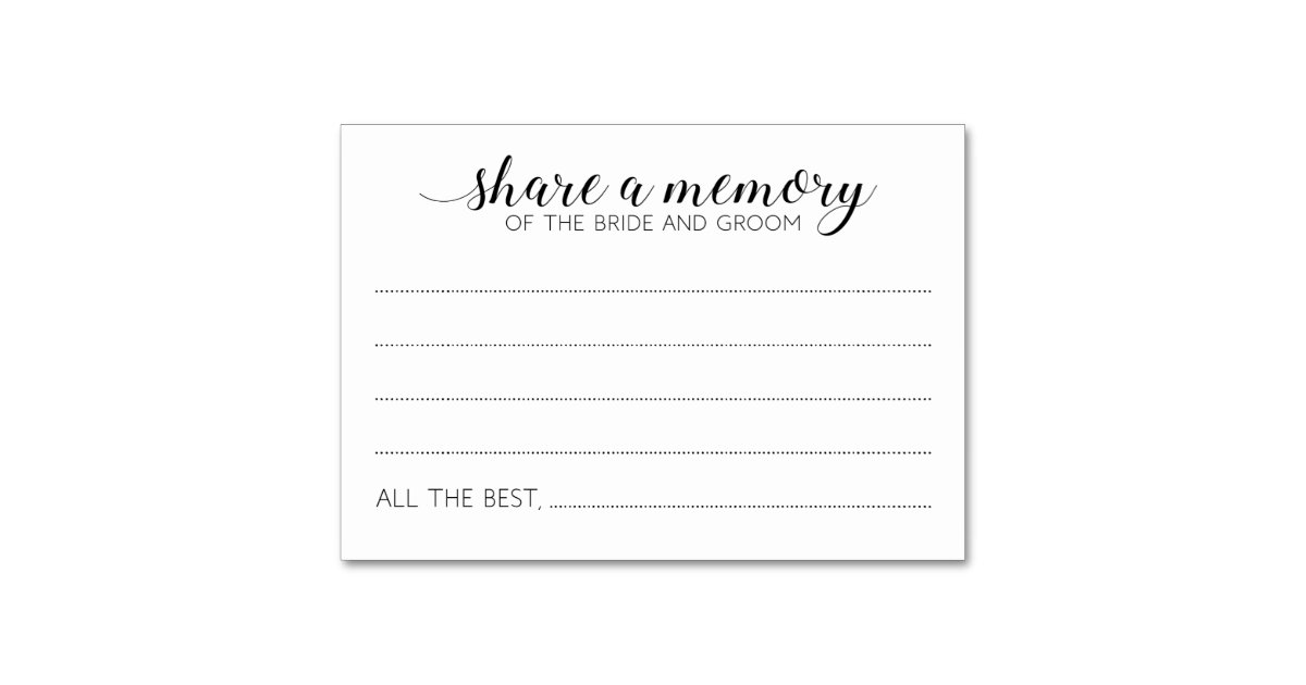 Elegant Share Memory of Bride Groom Wedding Advice Table Number | Zazzle