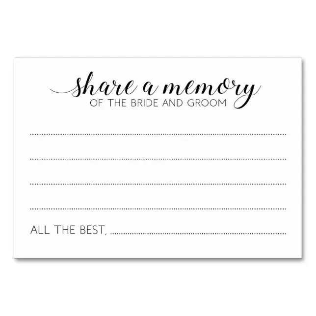 Elegant Share Memory of Bride Groom Wedding Advice Table Number | Zazzle