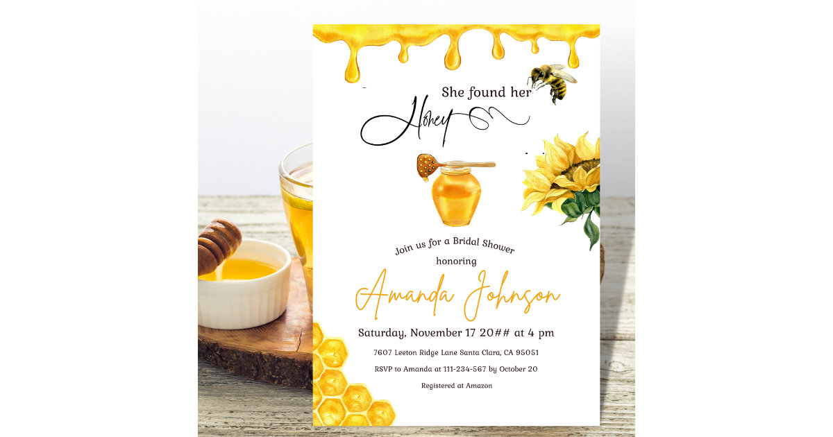 Elegant She Found Her Honey Bee Bridal Shower Invitation Zazzle