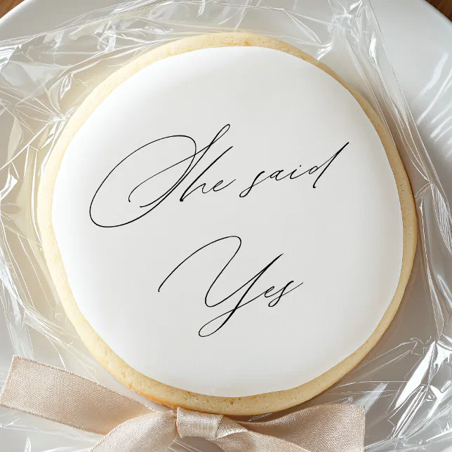 Elegant She Said Yes Bridal Shower Sugar Cookie | Zazzle