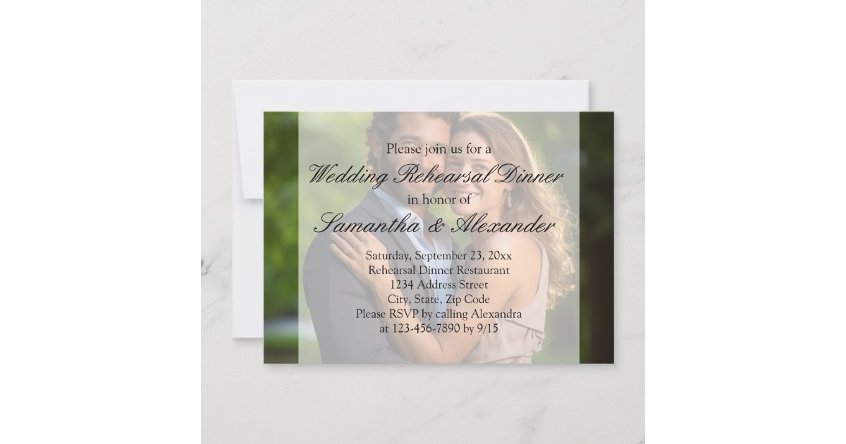 Elegant Sheer Overlay Photo Wedding Invitation | Zazzle