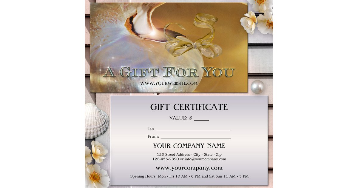Elegant Shell Festive Gift Certificate | Zazzle