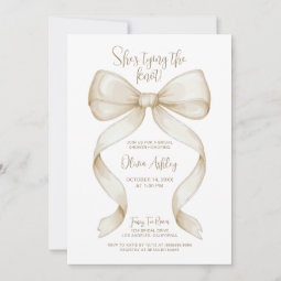 Elegant She's Tying the Knot Bow Bridal Shower Invitation | Zazzle
