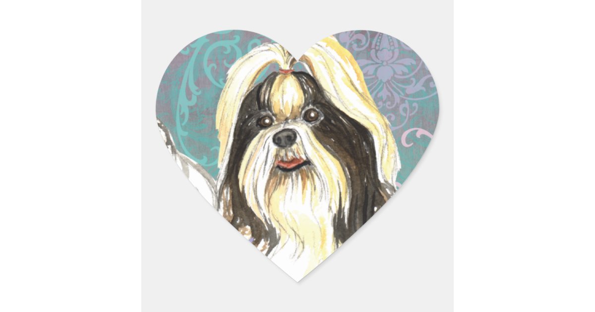 Elegant Shih Tzu Heart Sticker | Zazzle