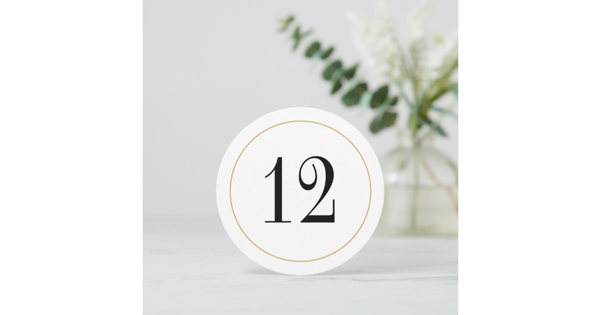 Elegant Shimmer Gold Circle Table Number 12 Card | Zazzle