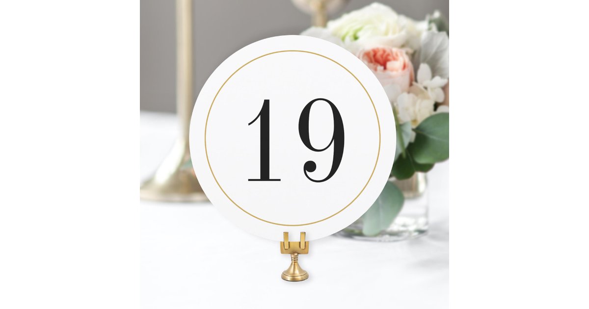 Elegant Shimmer Gold Circle Table Number Card | Zazzle