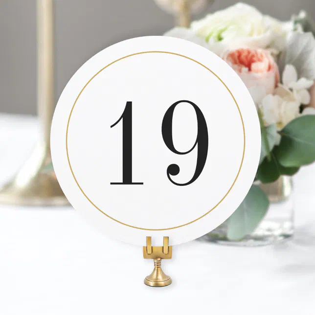 Elegant Shimmer Gold Circle Table Number Card | Zazzle