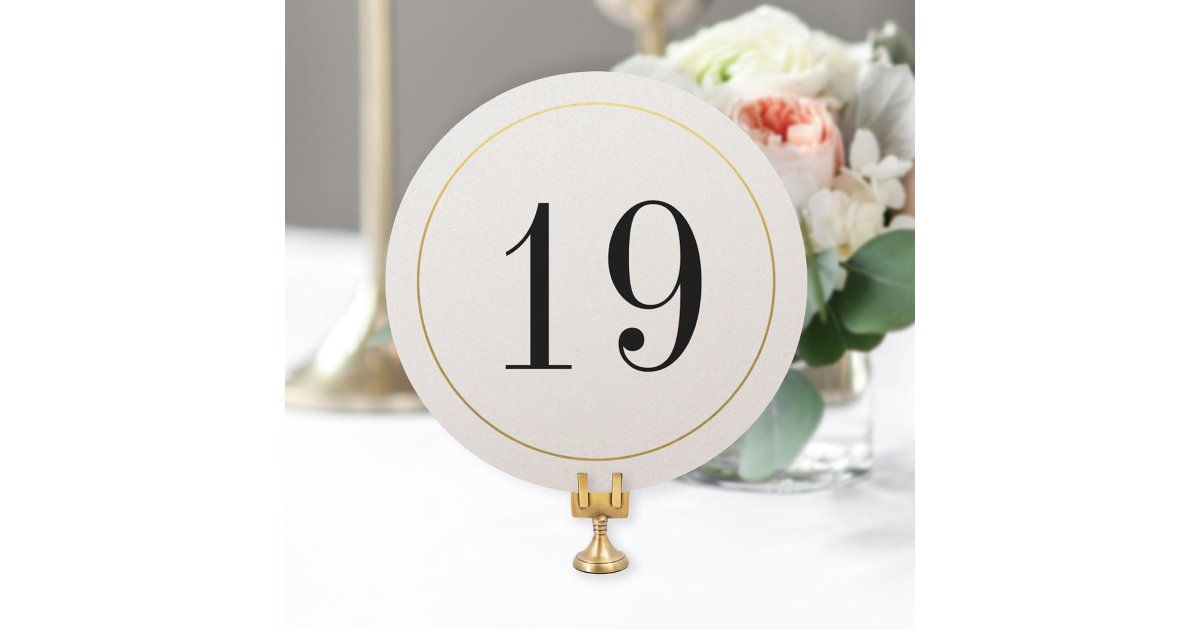 Elegant Shimmer Gold Circle Table Number Card | Zazzle