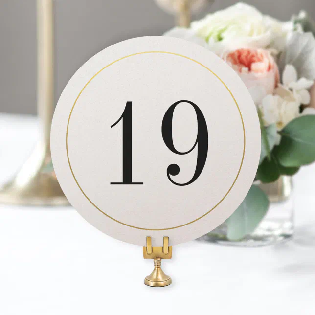Elegant Shimmer Gold Circle Table Number Card | Zazzle