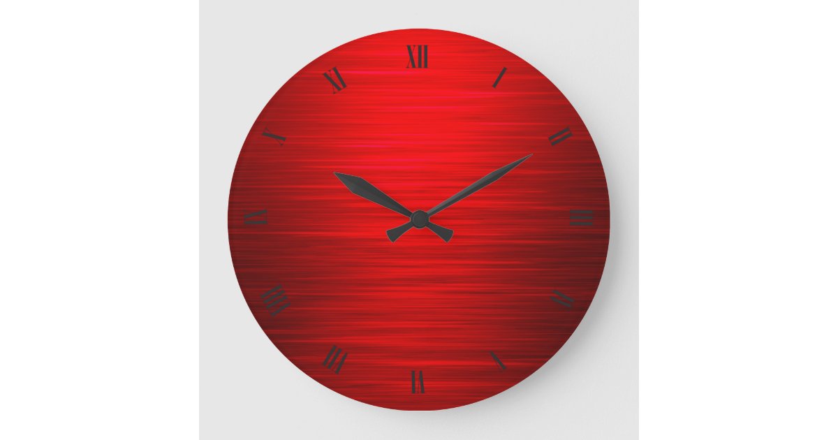 Elegant shiny red shaded wall clock | Zazzle