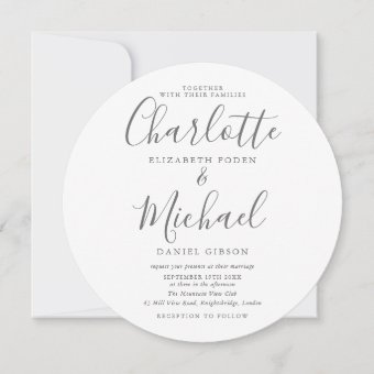 Elegant Signature Circular Photo Wedding Invitation | Zazzle