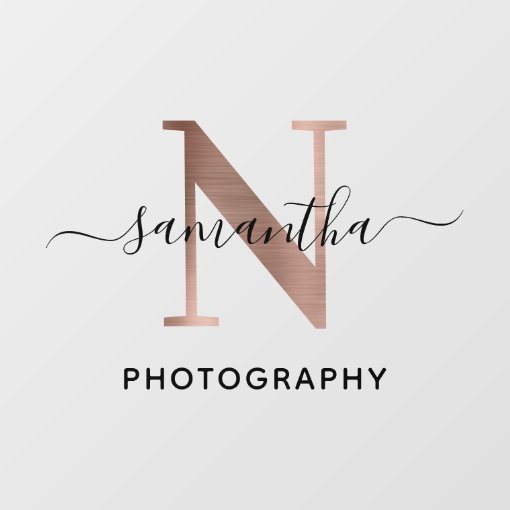 Elegant Signature Rose Gold N Monogram Logo Window Cling | Zazzle