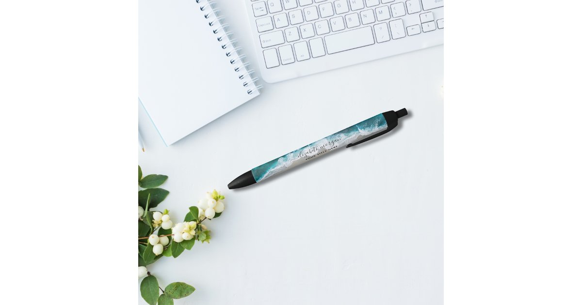 Elegant Signature Script Aqua Blue Green Beach Pen | Zazzle