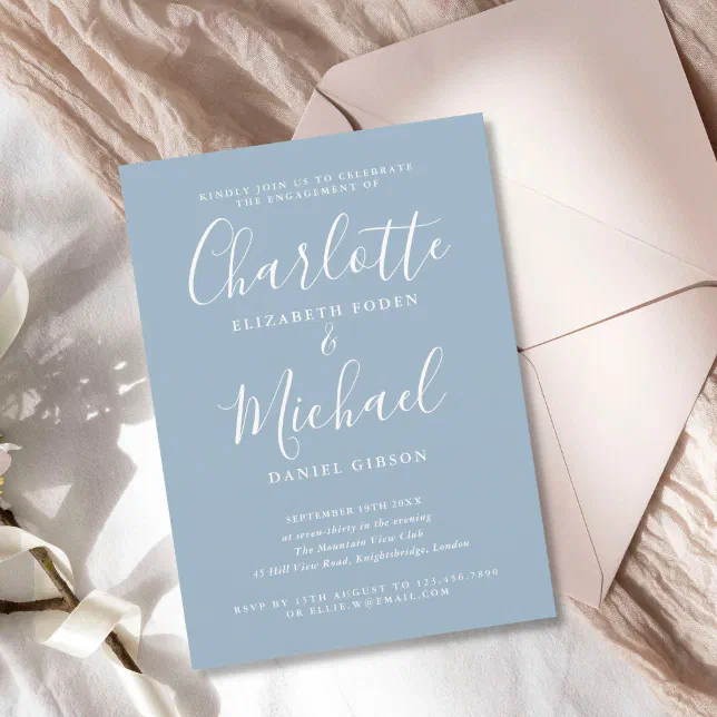 Elegant Signature Script Engagement Party Invitation | Zazzle