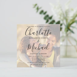 Elegant Signature Script Wedding 2 Photo Invitatio Invitation | Zazzle