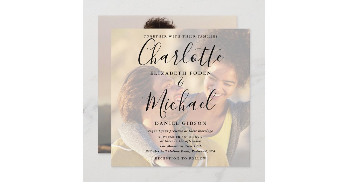 Elegant Signature Script Wedding 2 Photo Invitatio Invitation | Zazzle.com