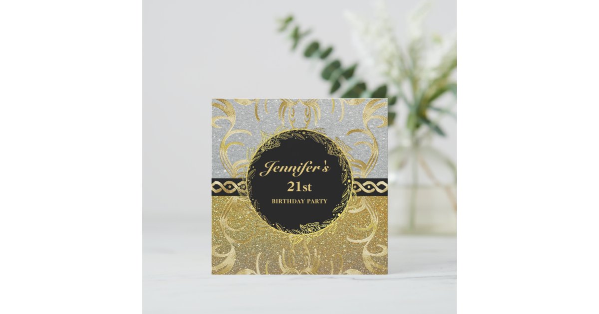 Elegant Silver and Gold Birthday Invitation | Zazzle