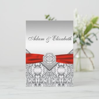 Elegant Silver and Red Wedding Invitations | Zazzle