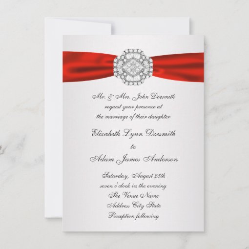 Elegant Silver and Red Wedding Invitations | Zazzle