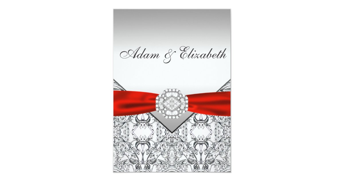 Elegant Silver and Red Wedding Invitations | Zazzle.com