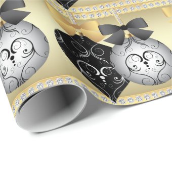 Elegant Silver Black and Gold Christmas Wrapping Wrapping Paper | Zazzle