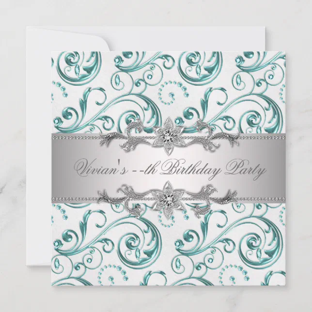 Elegant Silver Blue All Occasion Party Invitation | Zazzle