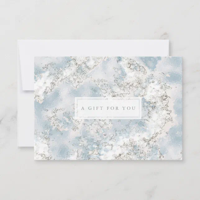 Elegant Silver Blue Marble Gift Certificate Card | Zazzle