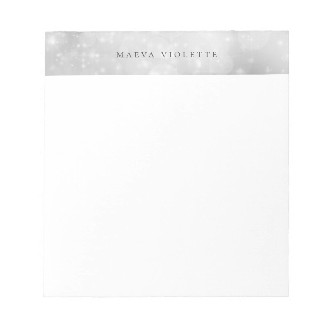 Elegant Silver Bokeh Notepad | Zazzle