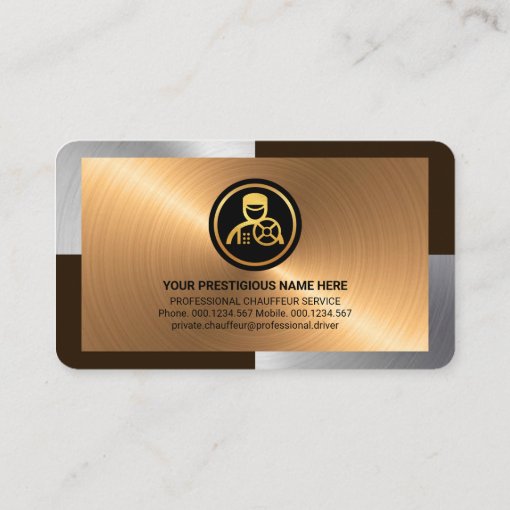 Elegant Silver Bronze Layers Chauffeur Driver Business Card | Zazzle