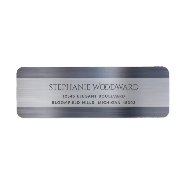 Elegant Silver Brushed Metallic Return Address Label | Zazzle