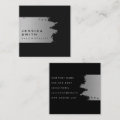 Elegant Silver Brushed Square Business Card | Zazzle