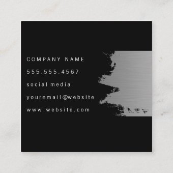 Elegant Silver Brushed Square Business Card | Zazzle