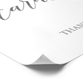 Elegant Silver Calligraphy Wedding Cards Sign | Zazzle