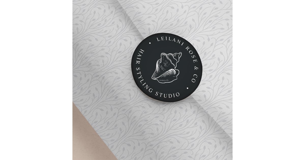 Elegant Silver Conch Shell Personalized Classic Round Sticker | Zazzle