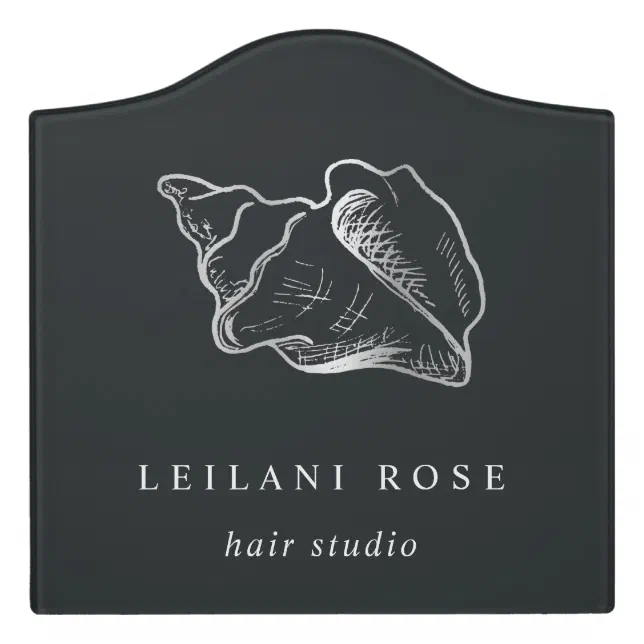 Elegant Silver Conch Shell Personalized Door Sign | Zazzle