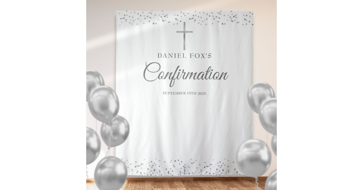 Elegant Silver Confirmation Photo Backdrop | Zazzle